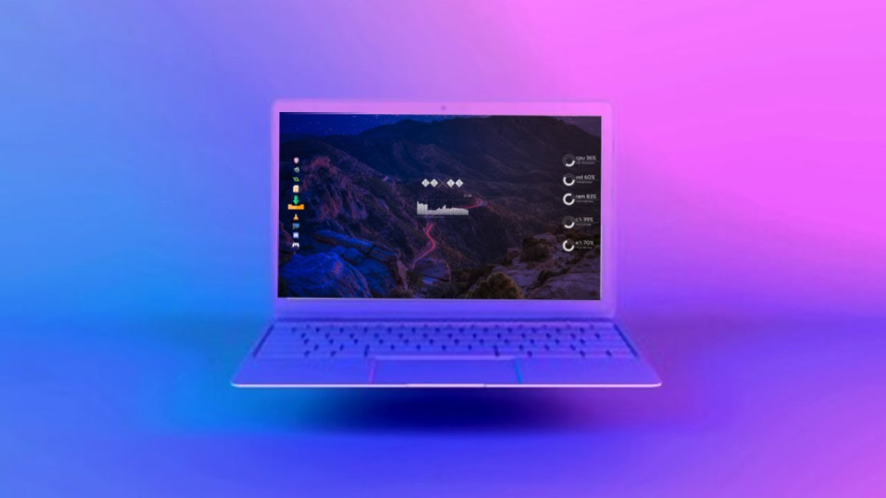 PURPLE MOUNTAIN RAINMETER THEME ---2020 Gadget Circle - YouTube
