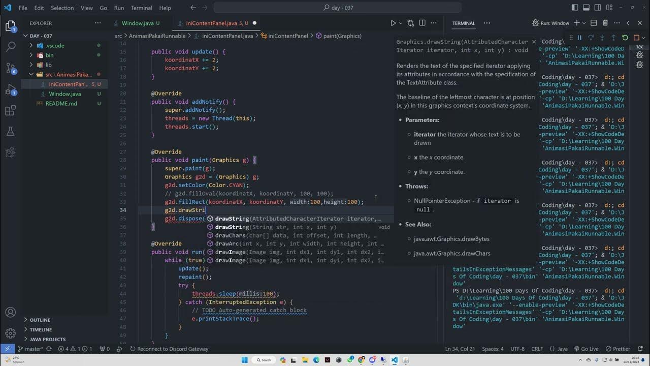 Animasi Sederhana Menggunakan Java Runnable | Day (37/100) | ISC 100 ...