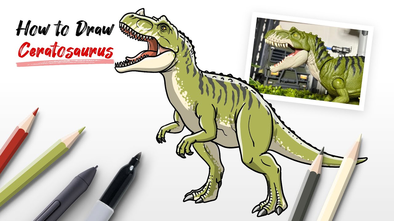 How to Draw Ceratosaurus dinosaur from Jurassic World Chaos Theory Easy ...