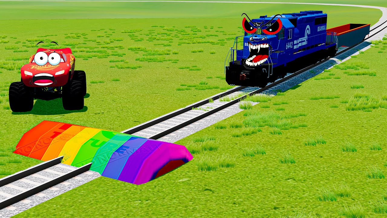 Angry Train VS Color SpeedBump - BeamNG.drive - YouTube