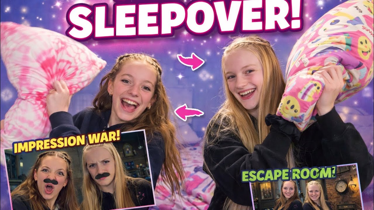 ULTIMATE SLEEPOVER CHALLENGE 😴 | Pillow Fights, Escape Room & Games ...