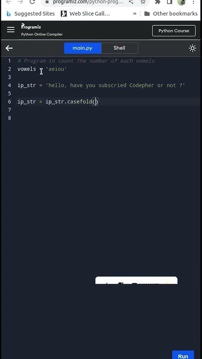 Count Number of Vowels Using Python Dictionary || Code in Comments #shorts #code #coding - YouTube