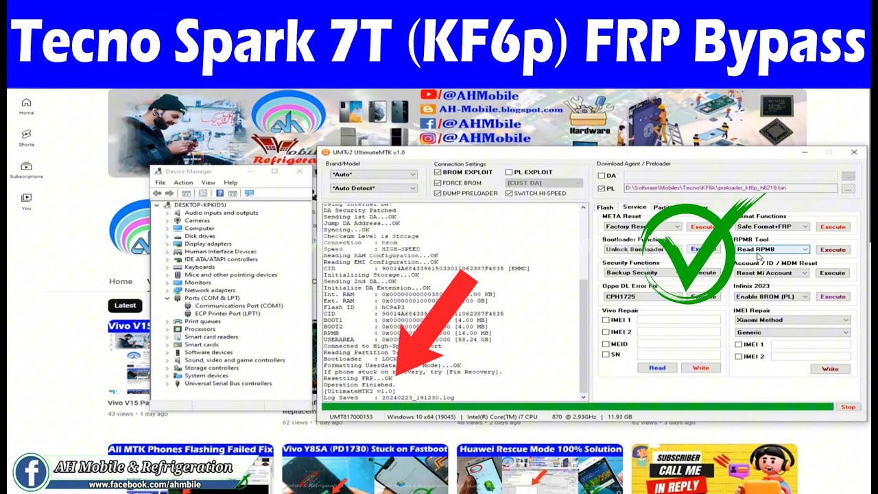 Tecno Spark 7T (KF6p) Pattern and FRP Bypass UMT | Tecno KF6p Preloader ...