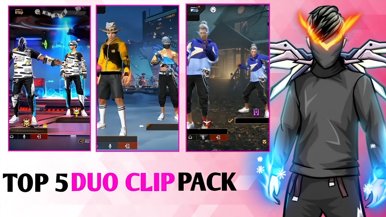 TOP 5 EMOTE CLIP PACK || EMOTE PACK FREE FIRE || DUO CLIP || FREE TO ...