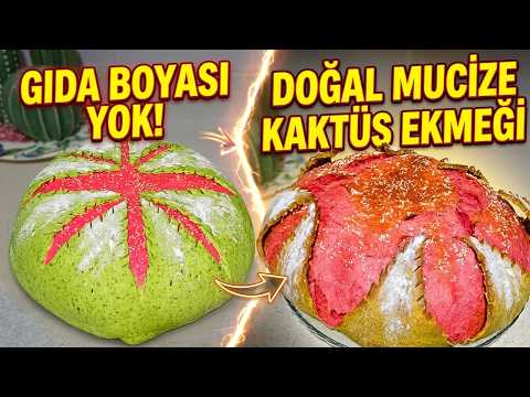 💚💗PANCAR VE PAZIDAN GELEN DOĞAL RENKLER İLE KAKTÜS ÇİÇEĞİ EKMEK TARİFİ 🌵 YOK BÖYLE BİR GÖRSEL 👌