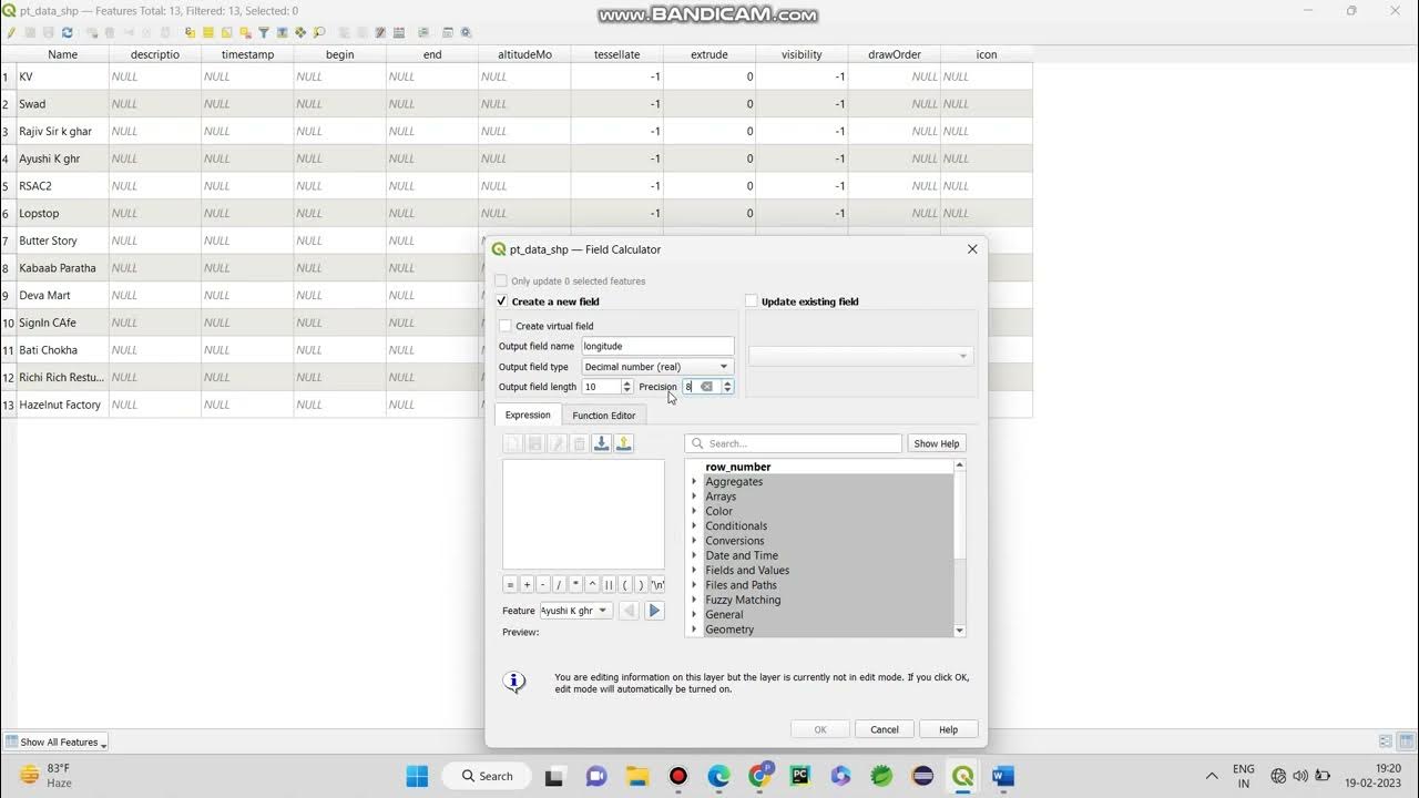 Lecture7 # Adding Latitude and Longitude to Attribute Table in QGIS - YouTube