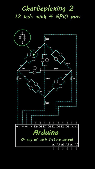 Drive 12 Led S With Only 4 Gpio Pins Charlieplexing Example 2 Youtube