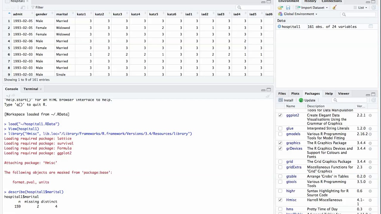 Using The Hmisc And Psych Package To Describe Data Youtube