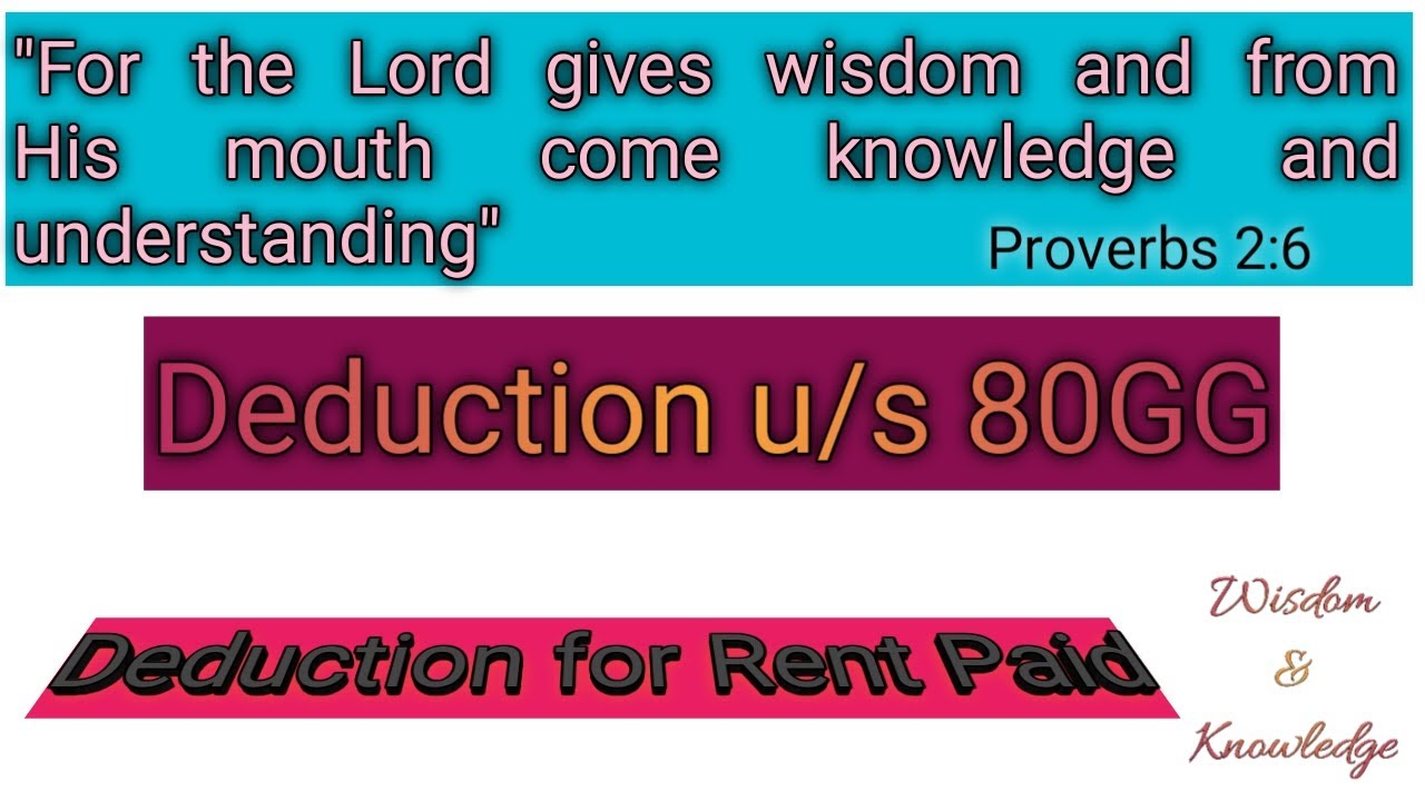 Deduction U s 80GG Rent Paid YouTube