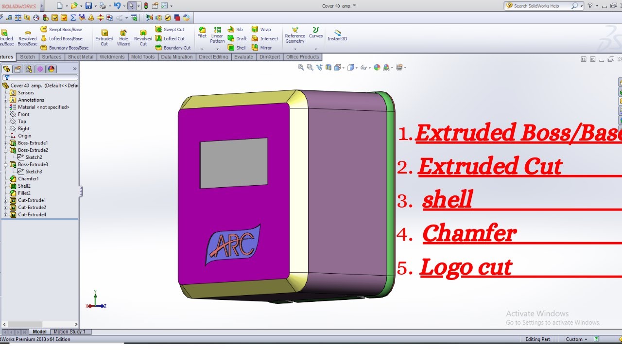 Solidworks Basic tutorial | Exercise 06- | Shell | chamfer - YouTube