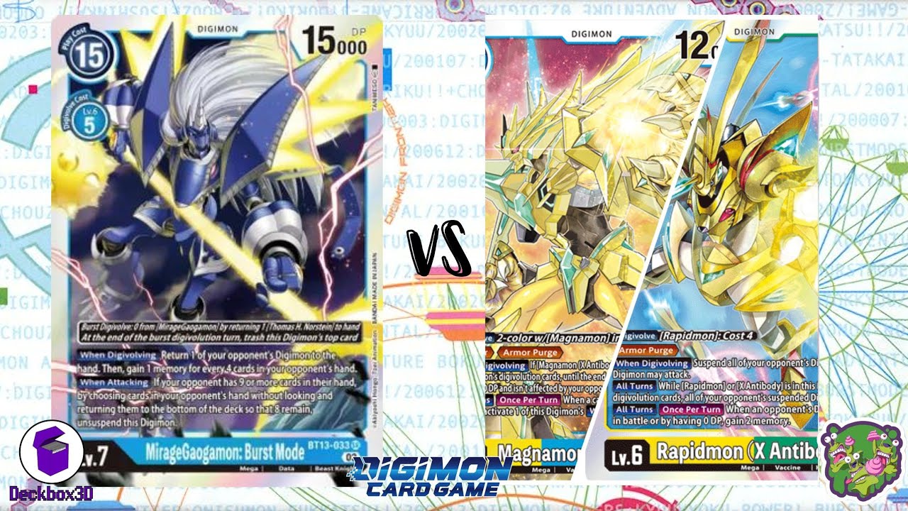 DIGIMON TCG: Local match MirageGaogamon (Blue) vs Armor Vaccine (Yellow ...