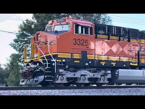 BNSF 7330 Coal Train with Clean ES44ACH Rear DPU Valley View Ln Railroad Crossing Farmers Branch ...