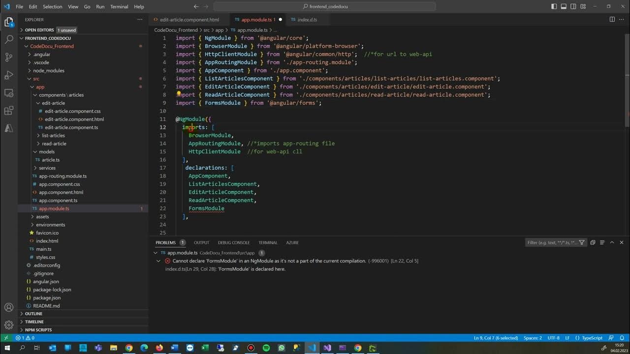 Angular Cannot Declare Formsmodule In An Ngmodule As It S Not A Part Of The Current