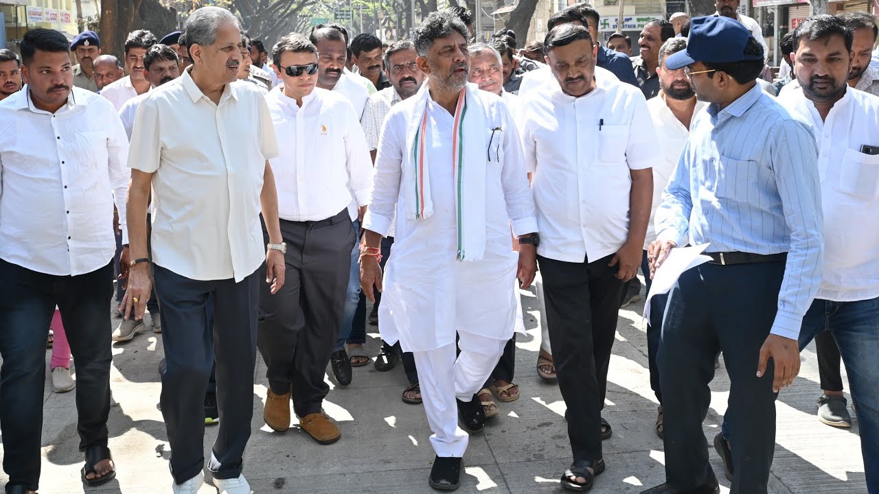 DCM DK Shivakumar inspected the ongoing white topping works across the ... DCM DK Shivakumar inspected the ongoing white topping works across the ...