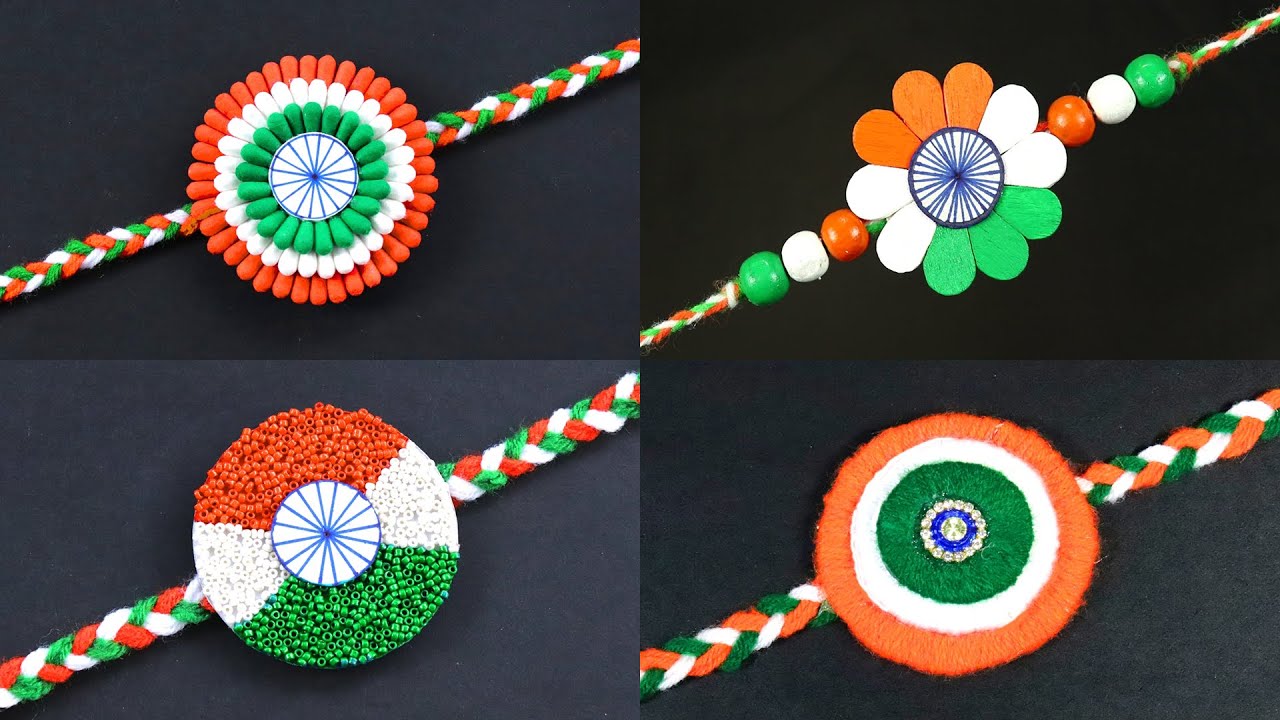 4 DIY Indian Tricolour Rakhi Making Ideas | Handmade Rakhi | Raksha ...