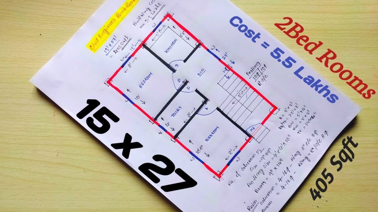 15x27 village building plan|15*27 house plan|400 sq ft north facing ...