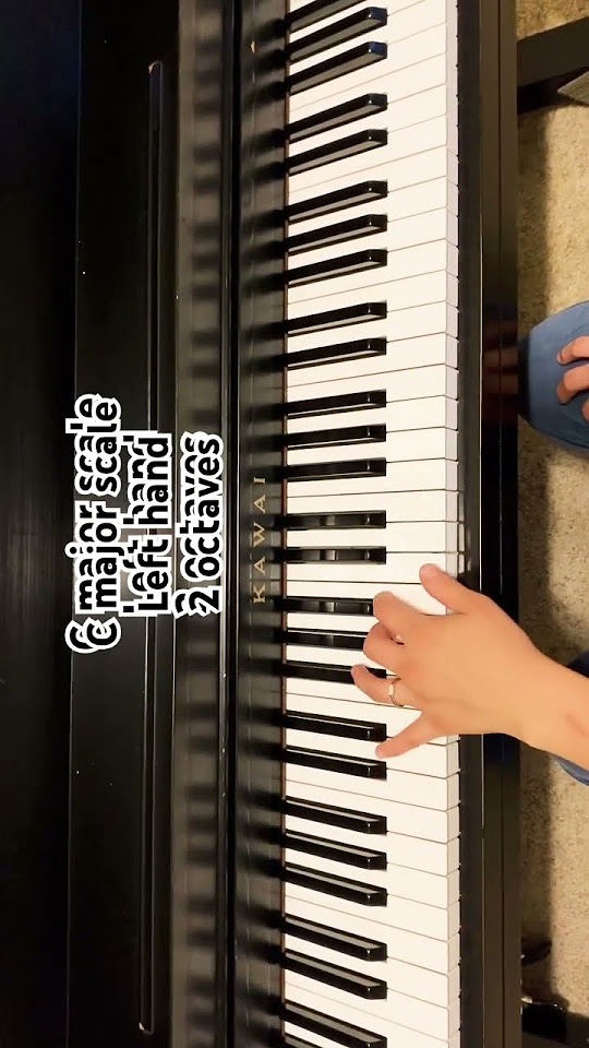 C major scale (Left hand, 2 octaves #piano #pianotutorial #music # ...