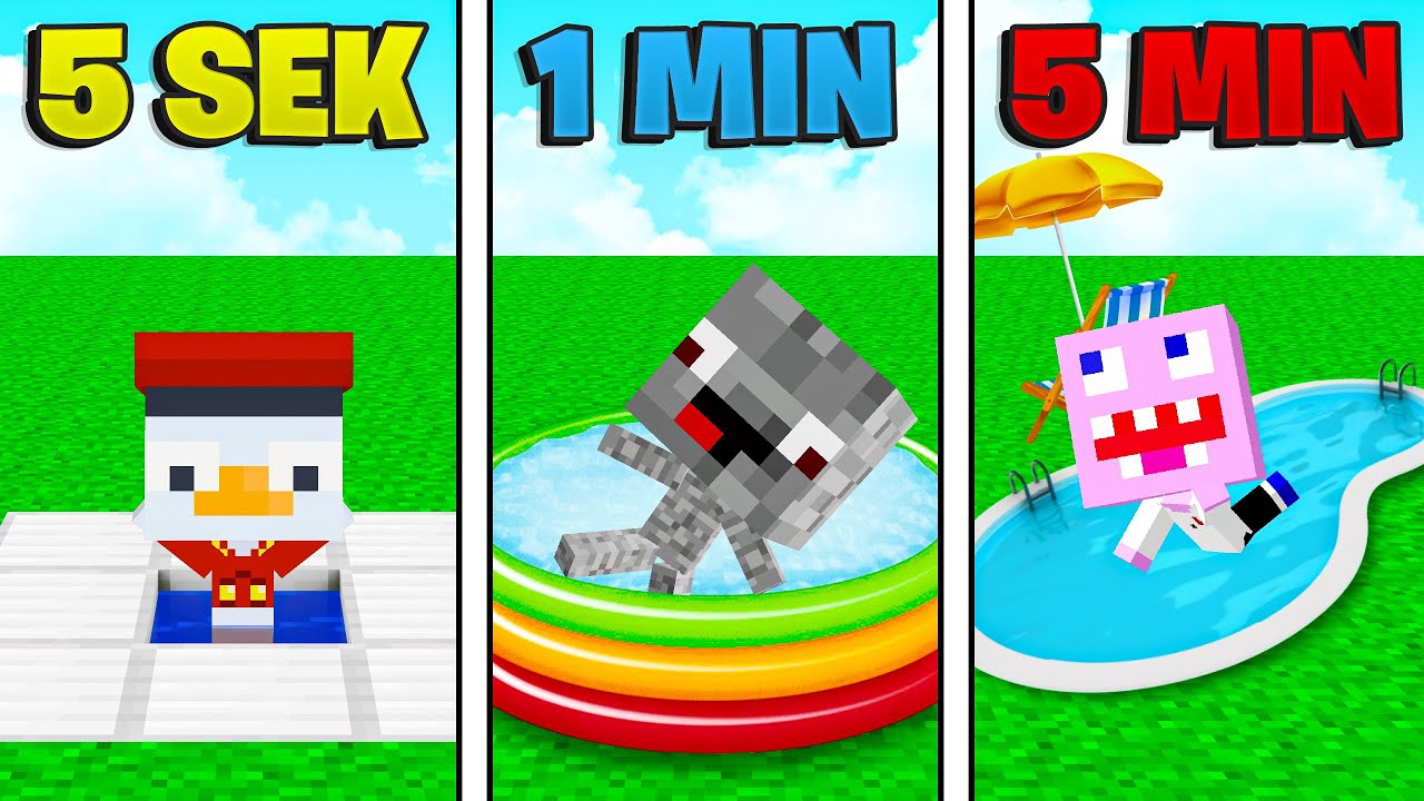 POOL BAUEN IN 5 SEKUNDEN, 1 MINUTE UND 5 MINUTEN in Minecraft ! - YouTube