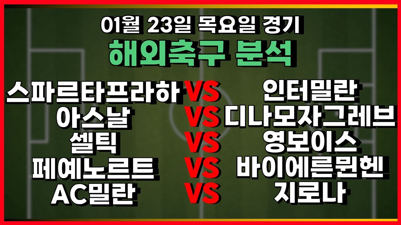 토토분석 스포츠분석 축구분석 프로토분석 01월23일 해외축구 유로파리그 유럽챔피언스리그 주요경기분석 Youtube