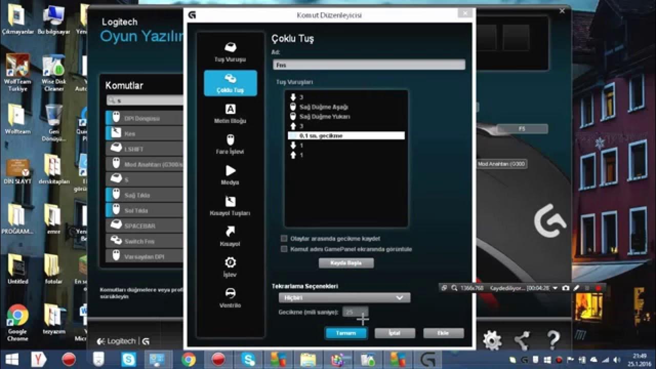 Logitech G300S Makro Ayarlama Temel Kullanım - YouTube