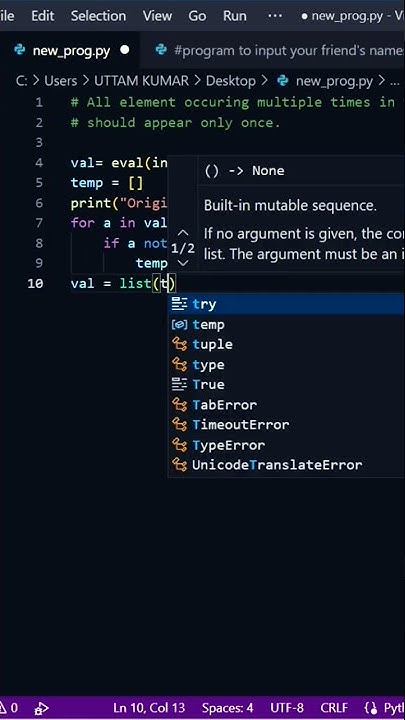 how to remove repeated values from list || shorts video || python program - YouTube