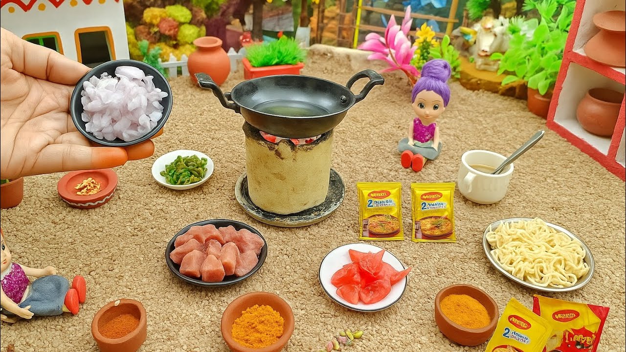 Miniature Chicken Masala Maggi Recipe | Chicken Maggi Noodles Recipe ...