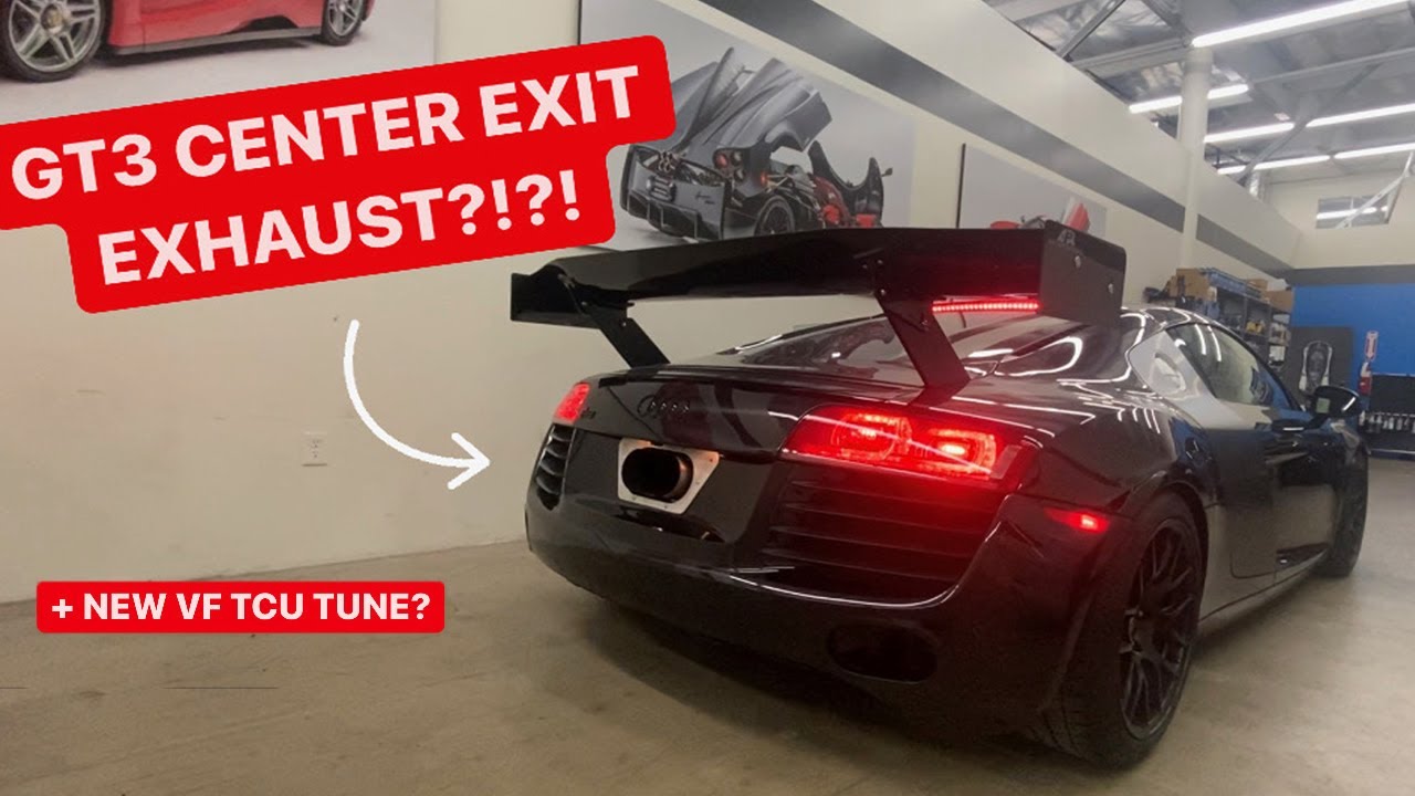 AUDI R8 GETS GT3 CENTER EXIT EXHAUST+ VF TCU TUNE! - YouTube
