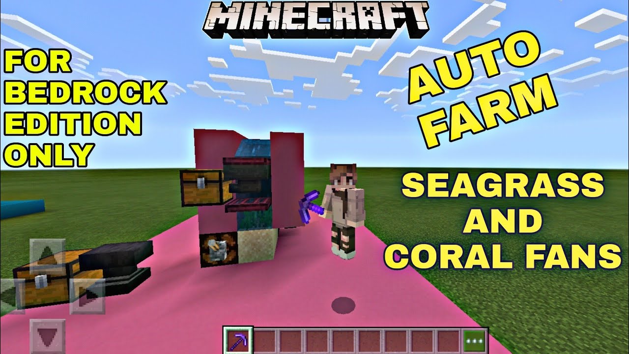 MINECRAFT | Auto Seagrass and Coral fan farm for bedrock/PE/XBOX/PS4 ...