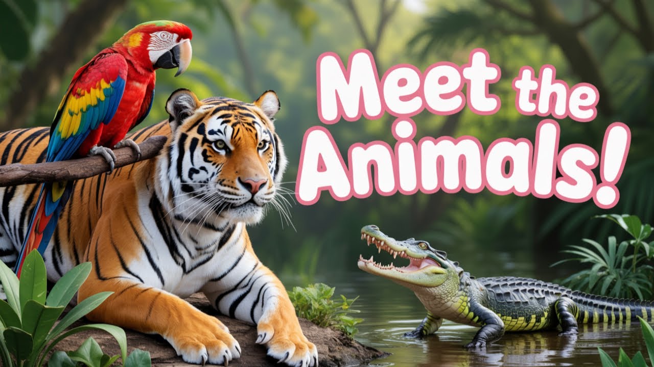 Jungle Adventure Learning Animal Names: Meet the Tiger, Snake, Jaguar ...