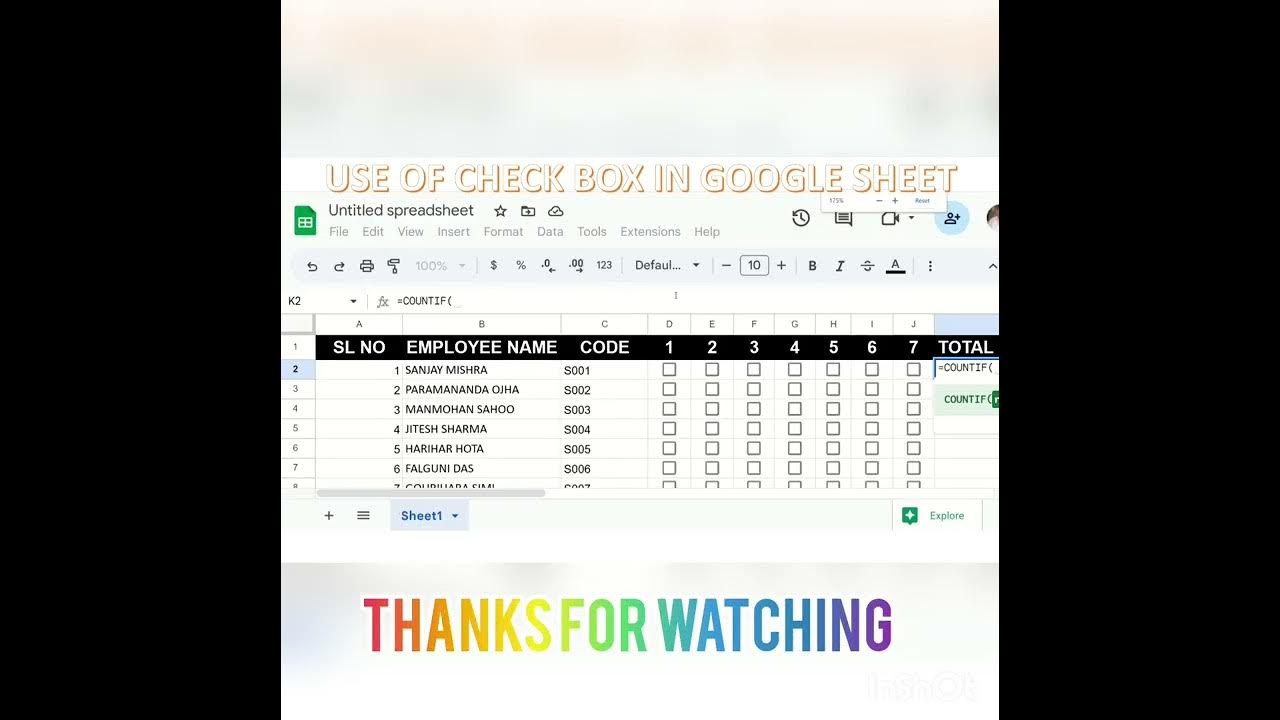 Dynamic Attendance using Check Box . #viral #trending #excel - YouTube