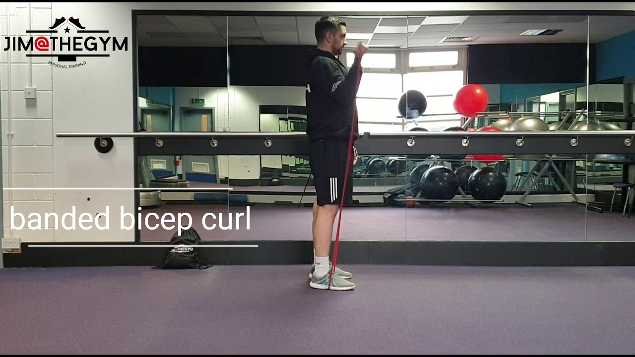 Banded bicep curl - YouTube