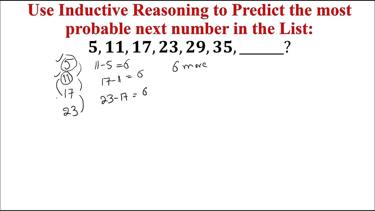 Ex # 1.1 Q # 2: Use Inductive Reasoning to Find the Probable Next Number in the given List - YouTube