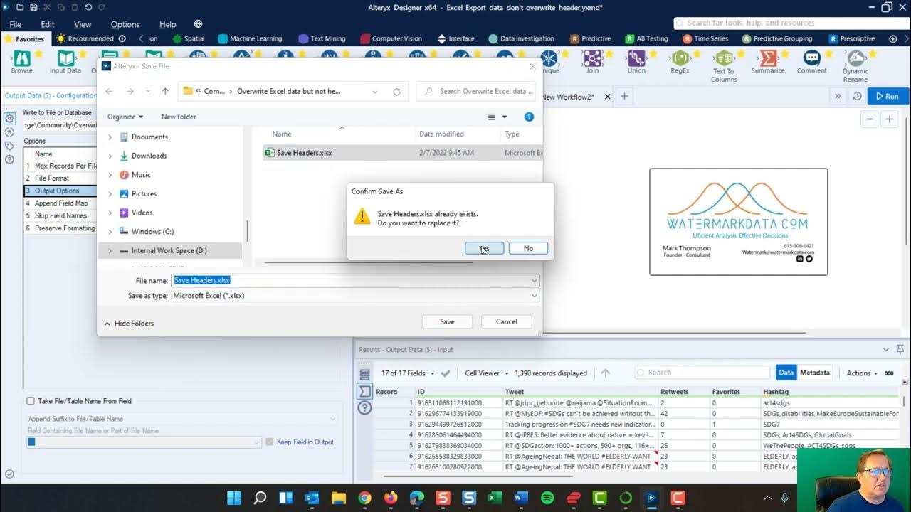 Alteryx Tutorials Short, Excel Export Save Headers - YouTube