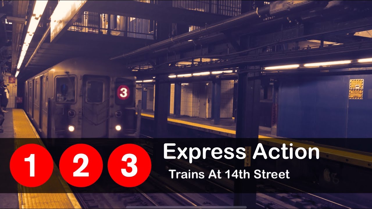 MTA: (1) (2) & (3) Trains at 14th Street | 4K 60FPS - YouTube