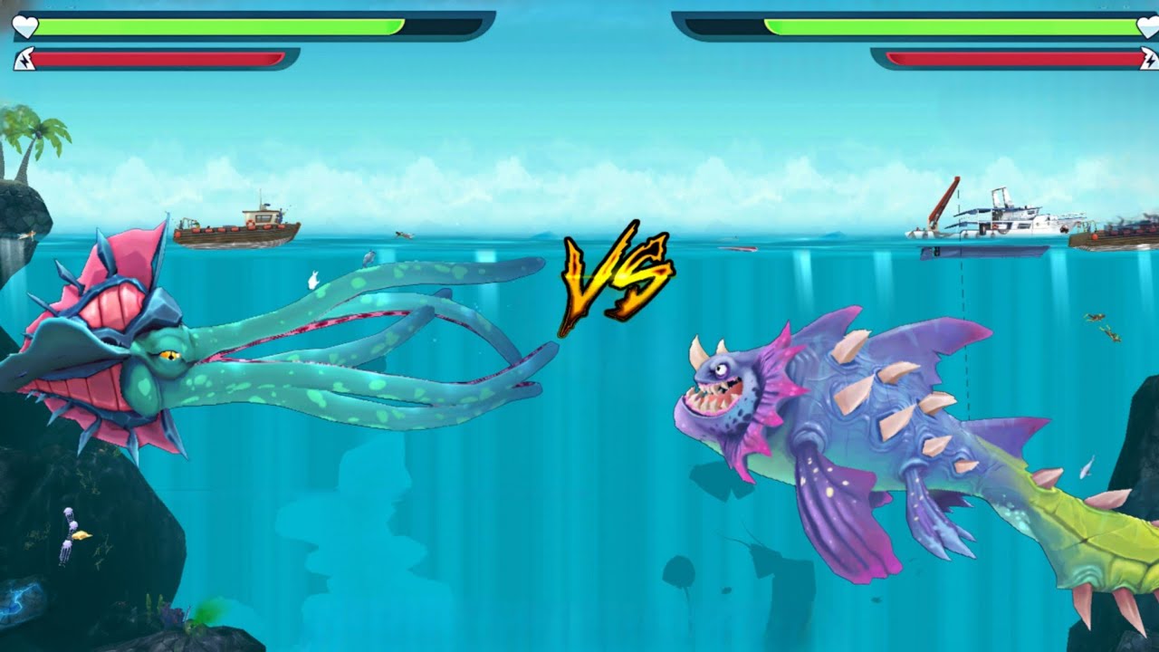 Hungry Shark Evolution - Giant Monster KRAKEN Vs ARON Shark Gameplay ...