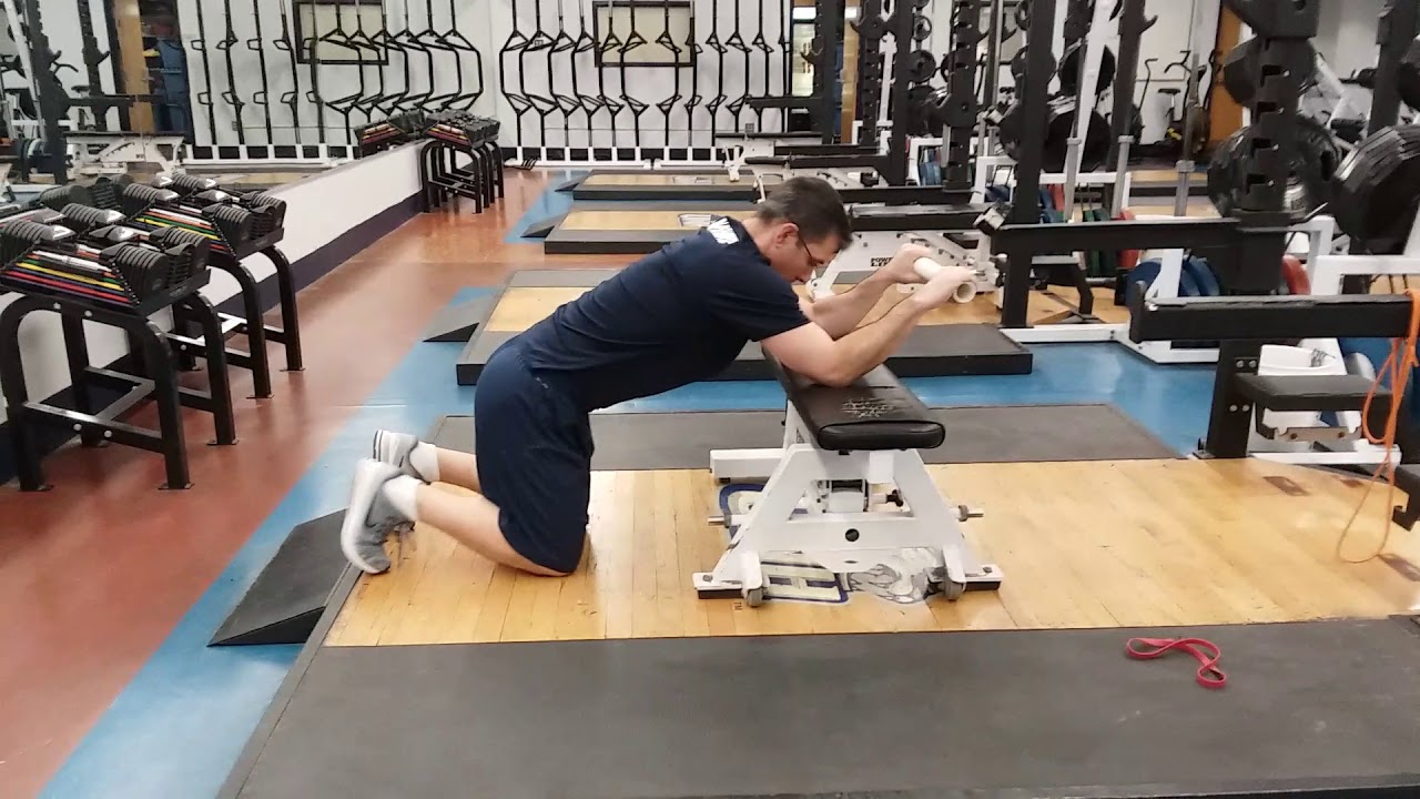 Bench Elbow Lat Stretch - YouTube