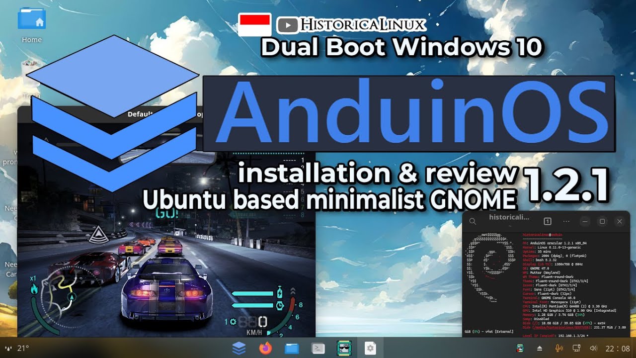 Yuk Install AnduinOS Linux Distro Dualboot Windows 10 | 4 Gb RAM - YouTube