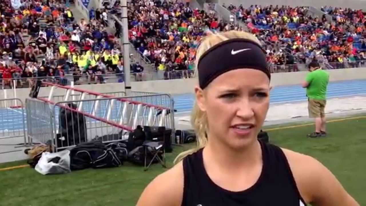 Hailey Cook of CRB after 200 meter run at state track - YouTube