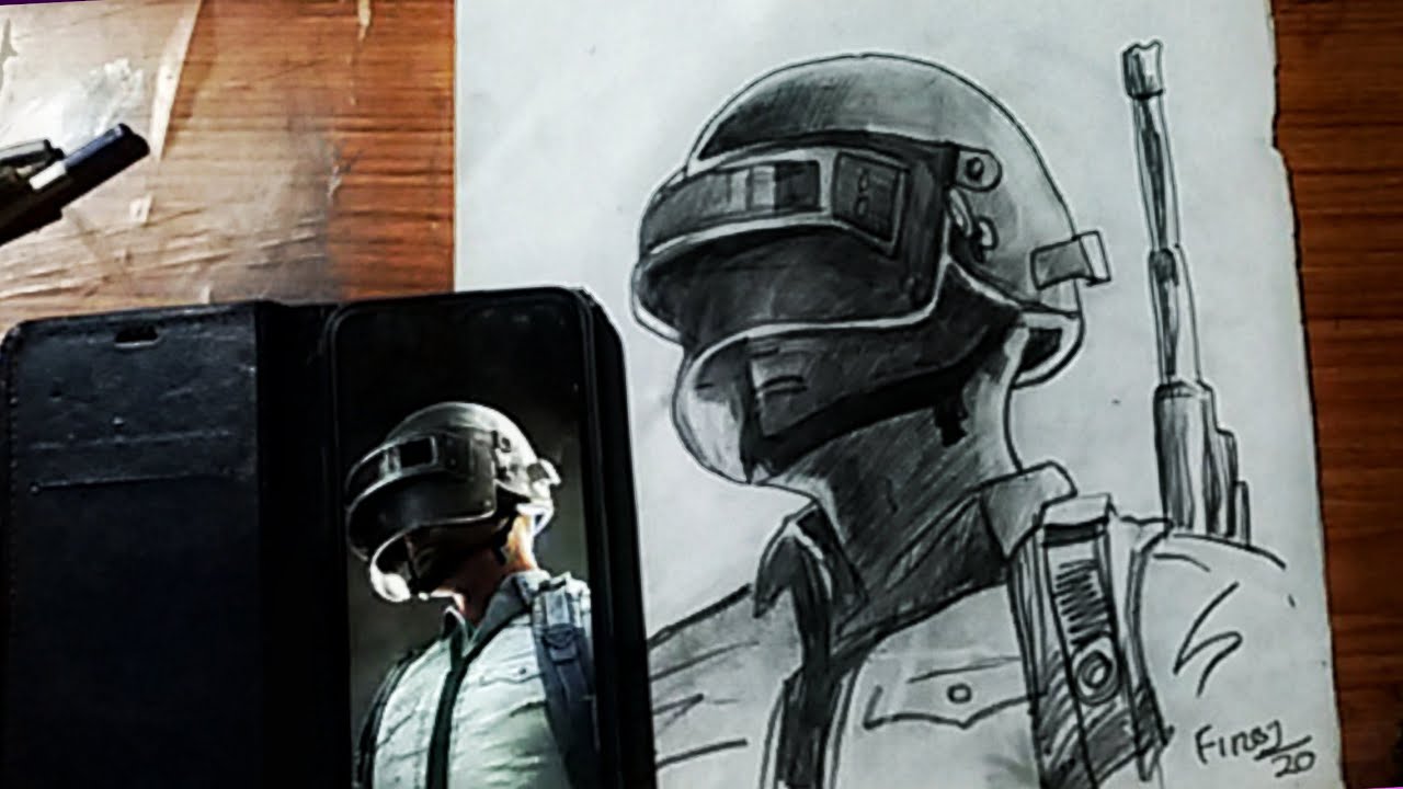 how to draw a pubg character man // pubg drawing with pubg tune song ...