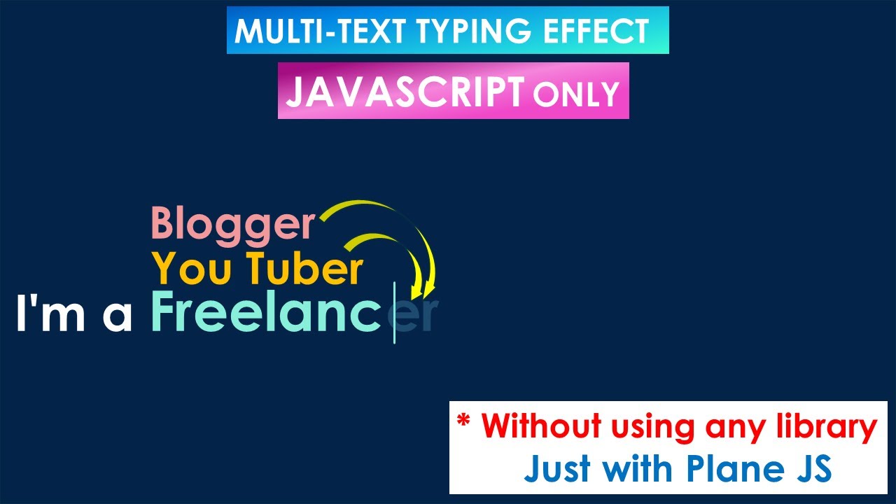 😎awesome Multi Text Typing Animation With Htmlcss And Js Without Using Libraries Youtube 5044
