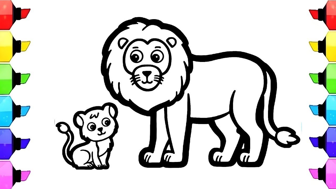 How To Make A Lion Family Drawing , Painting and Coloring For Kids ...
