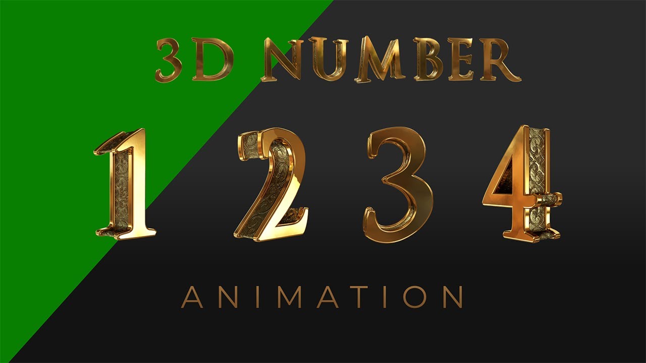 3D Numbers Gold Texture Animated (Green Screen & Black Screen) - YouTube