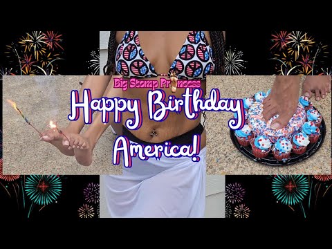 Happy 4th of July Cake Crush! 🎂🦶🏾🎇 #giantessfeet #barefoot #crush 