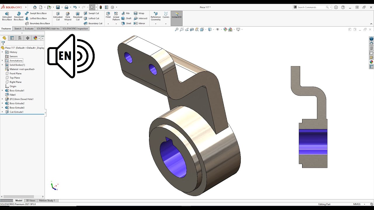 SolidWorks Tutorial 2021! Exercise 117! Hole Wizard step by step! Learn ...