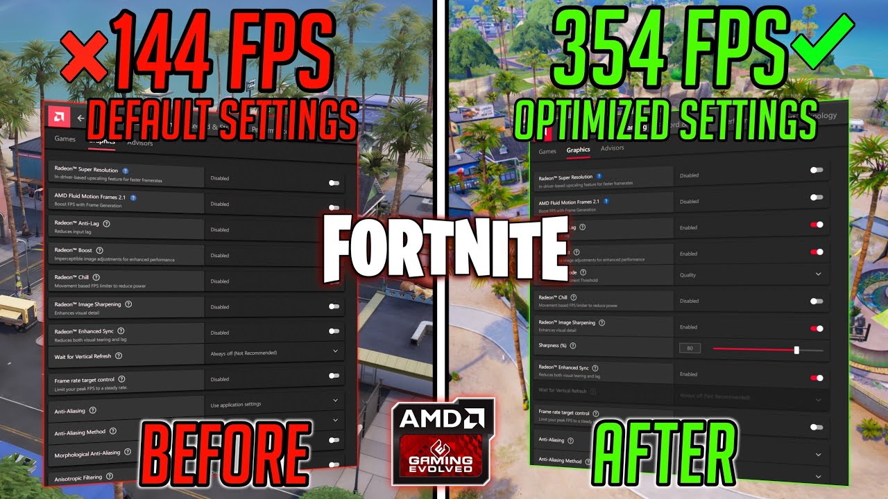BEST AMD Radeon Settings For Fortnite - (MAX FPS & VISUALS) - YouTube