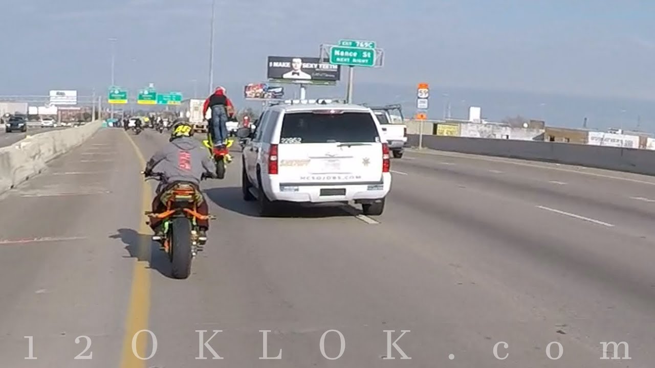 Cop Almost Hits Stunt Riders!!! [Police Chase][Close Call] - YouTube