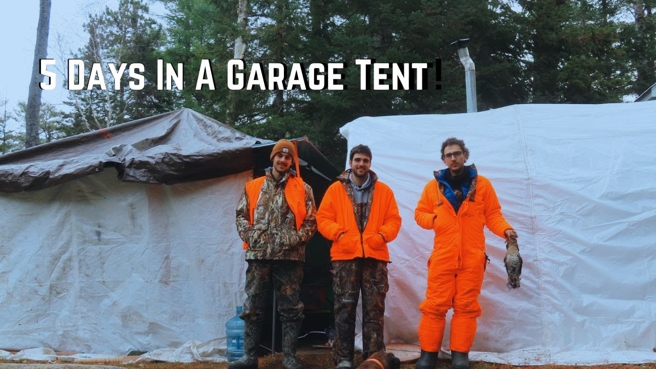 5 DAYS Camping in a DIY GARAGE Tent Hunting For Deer - YouTube