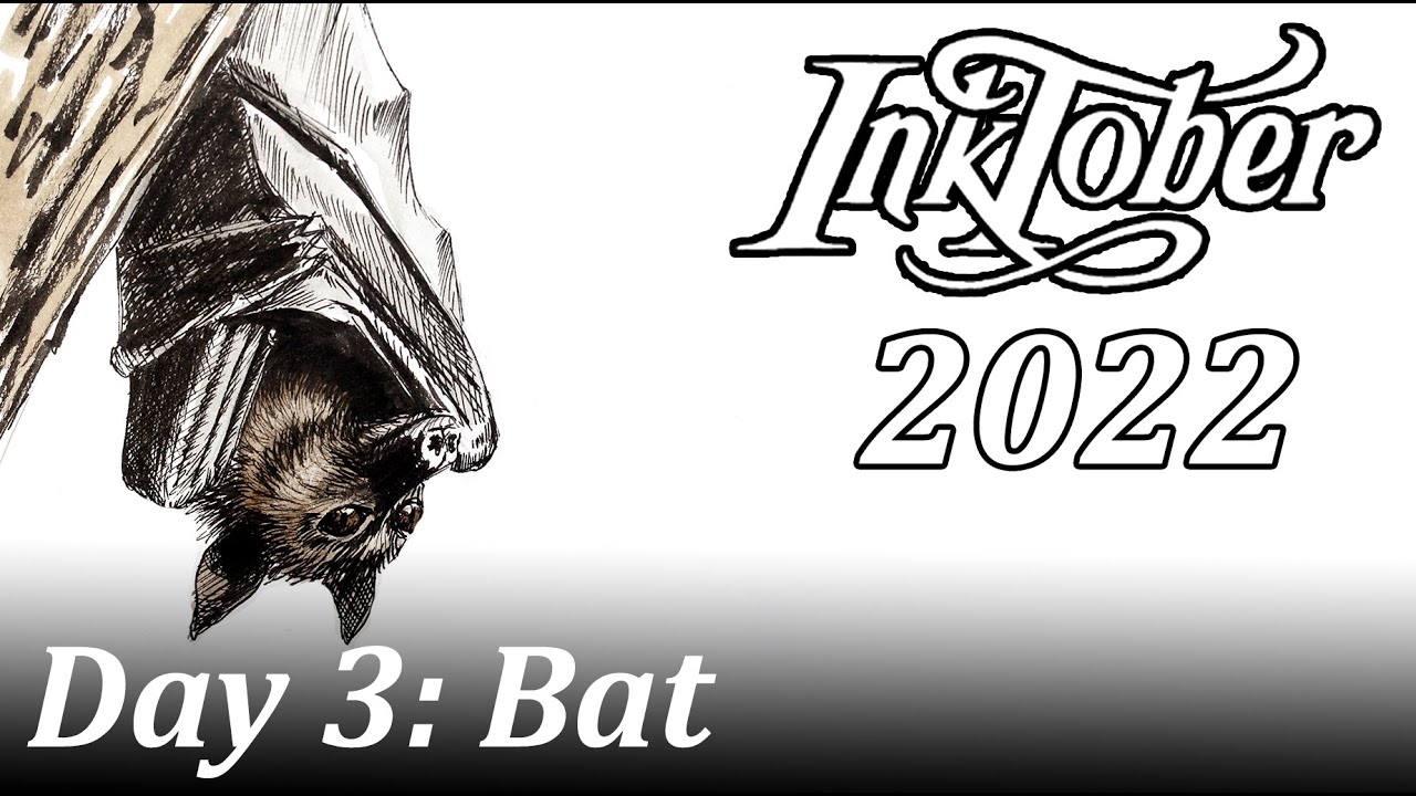 INKTOBER 2022 // day 3: BAT // Ink drawing demo - YouTube
