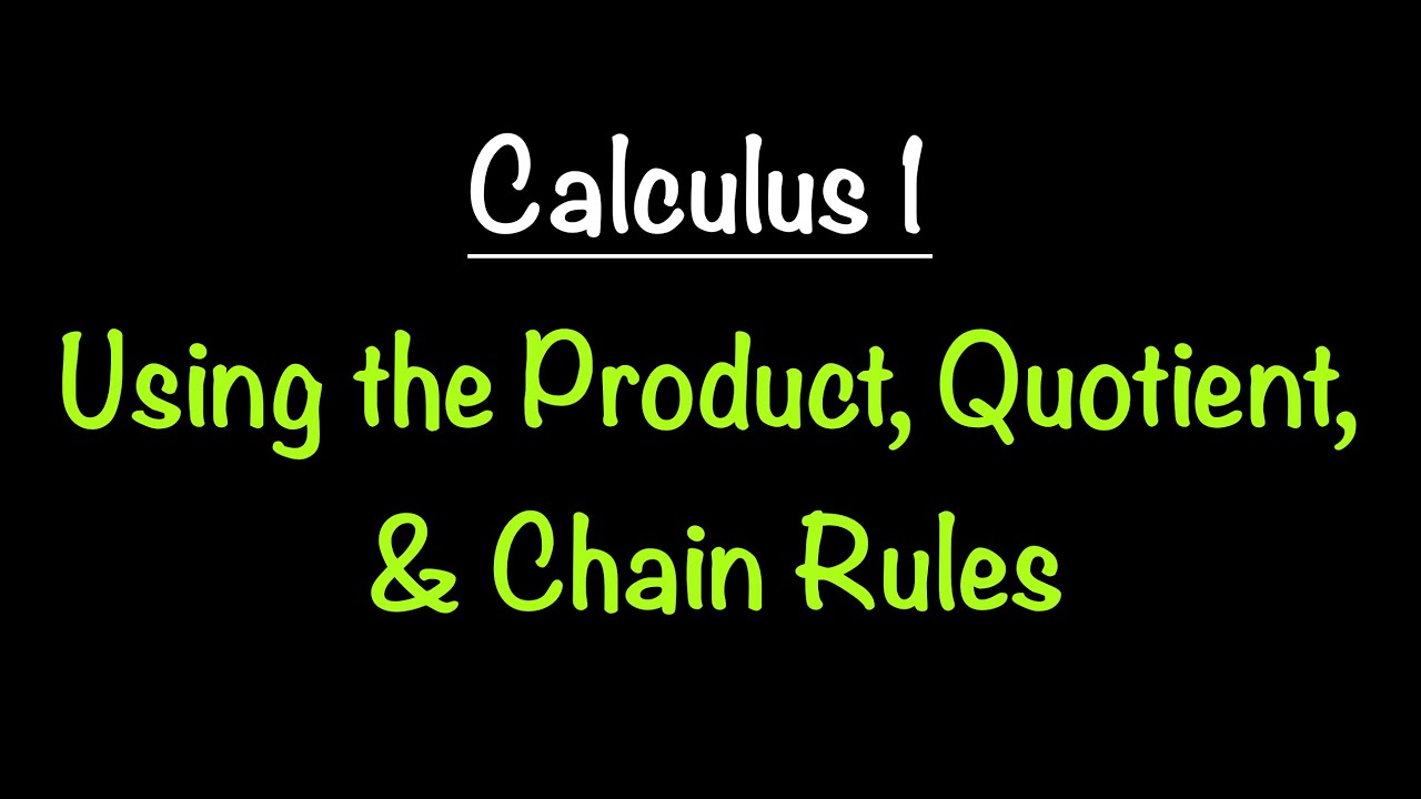 Calculus 1: Differentiation Examples using the Product, Quotient, and ...