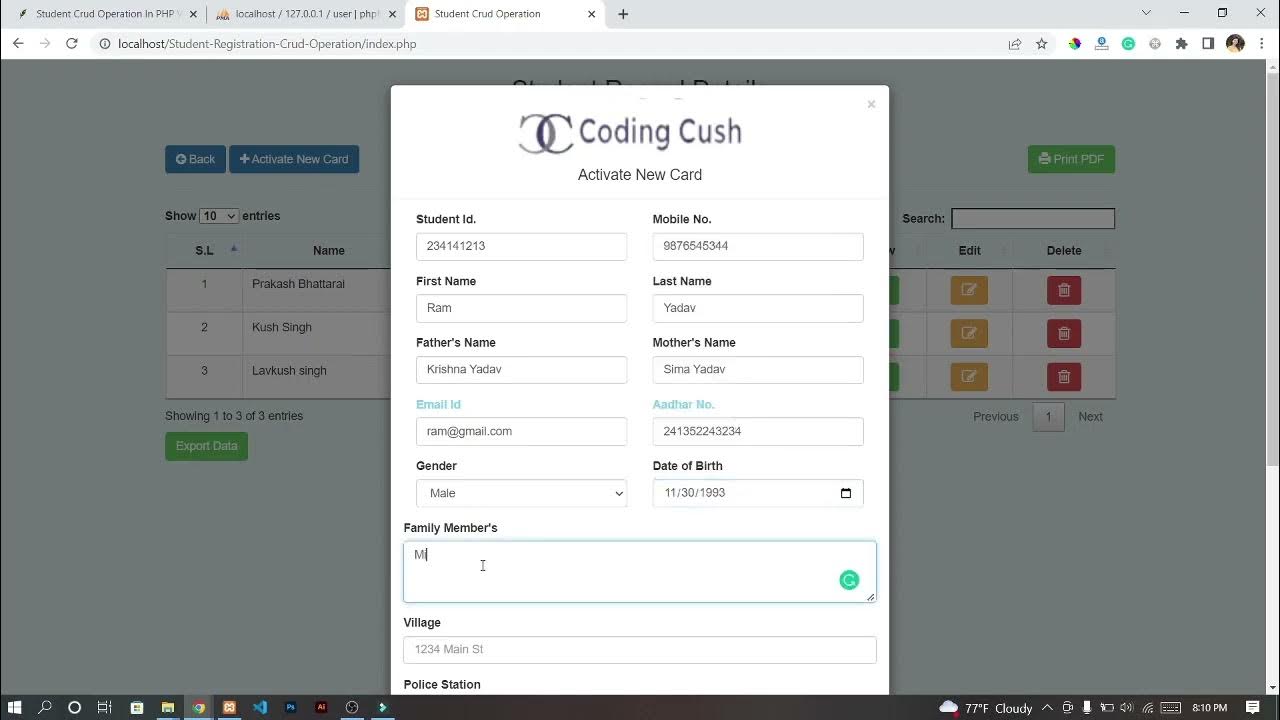 Student Crud Operation In PHP With Source Code | Source Code & Projects - YouTube